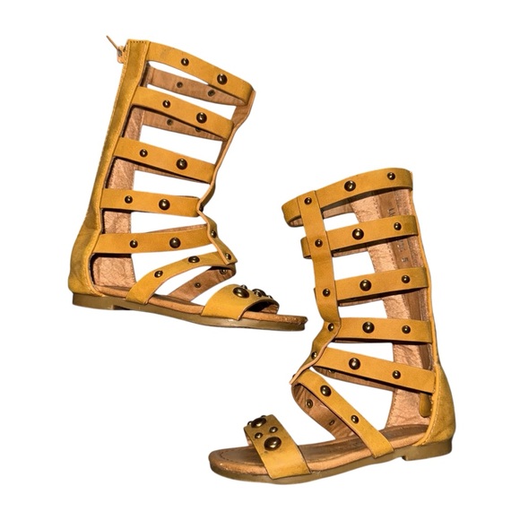 Glitz N Glam | Shoes | Chic Kids Gladiator Sandals In Mustard Yellow ...